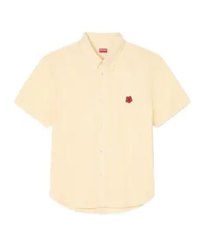 Kenzo Boke Flower' Short Sleeve Shirt In Cotton Seersucker - Vanilla