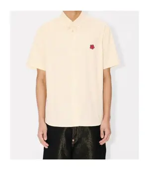 Kenzo Boke Flower' Short Sleeve Shirt In Cotton Seersucker - Vanilla