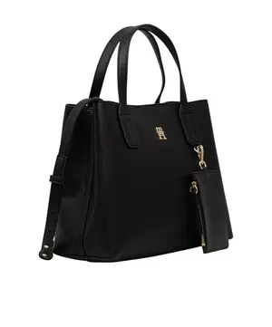 Tommy Hilfiger Logo Plaque Textured Satchel Bag
