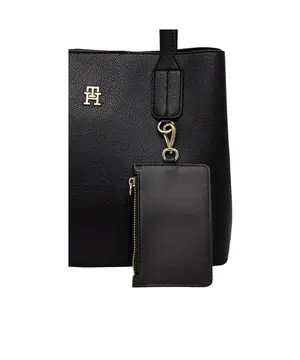 Tommy Hilfiger Logo Plaque Textured Satchel Bag