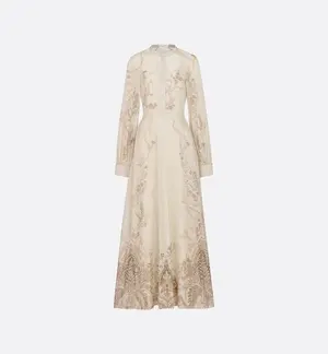 Dior Paisley Motif Long Dress With Removable Ruched Collar