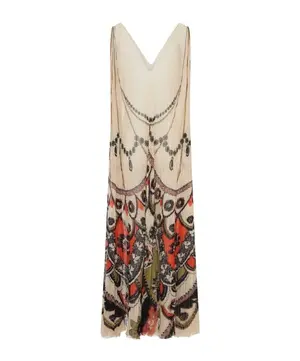 La DoubleJ Ornamental-print Pleated Maxi Dress