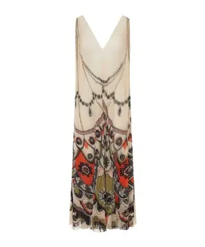 La DoubleJ Ornamental-print Pleated Maxi Dress