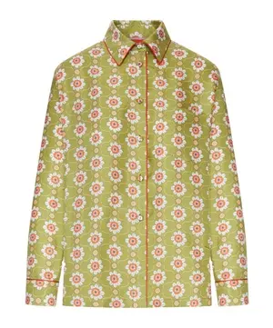 La DoubleJ Floral Print Silk Shirt - Green