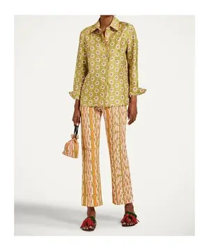 La DoubleJ Floral Print Silk Shirt - Green