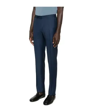 Canali Tailored Button Trousers - Blue