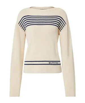 Balenciaga Striped Long Sleeve Sweater - Nude