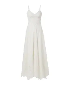 SELF-PORTRAIT Camisole Maxi Dress With Cutwork Embroidery - White