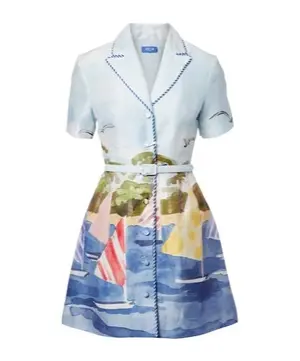 LEO Brigitte Linen-blend Canvas Minidress - Multicolor