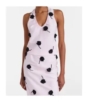 SHUSHU/TONG Halterneck Floral Appliqué Top