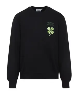 Carhartt Work In Progress Long Sleeve Sweatshirt With Embroidered Clover - Black