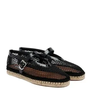 Alaïa Mesh Mary Jane Flats With Jute Sole - Black