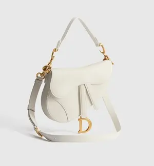 Dior Small Saddle Bag With Strap - White