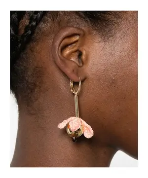 La DoubleJ Crocheted Flower Pendant Earrings