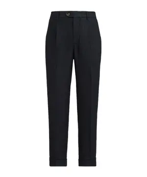 Brunello Cucinelli Garment-dyed Linen Gabardine Trousers - Black