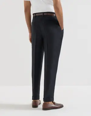 Brunello Cucinelli Garment-dyed Linen Gabardine Trousers - Black