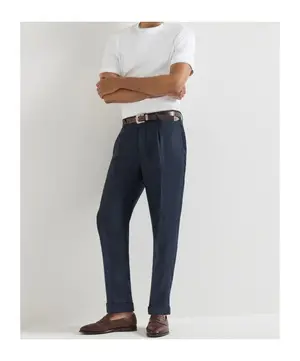 Brunello Cucinelli Garment-dyed Linen Gabardine Trousers - Black