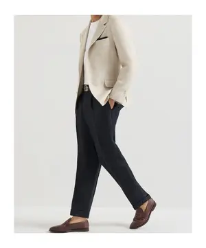Brunello Cucinelli Garment-dyed Linen Gabardine Trousers - Black