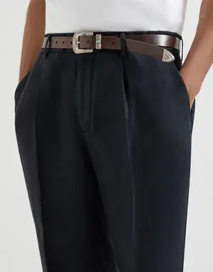 Brunello Cucinelli Garment-dyed Linen Gabardine Trousers - Black