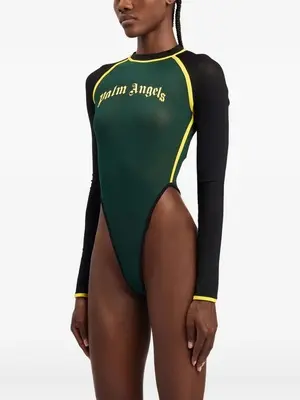 Palm Angels Long Sleeve Bodysuit With Curved Logo