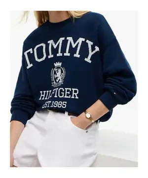 Tommy Hilfiger Crest Logo Print Drawstring Hem Sweatshirt
