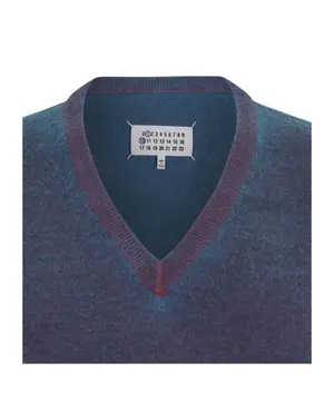 MAISON MARGIELA V-neck Sweater With Ribbed Cuffs And Hem