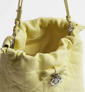Dior Quilted Leather Mini Bucket Bag With Bow Detail - Mimosa Yellow