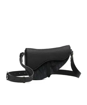 Dior Saddle Bag In Oblique Jacquard And Taurillon Leather - Black