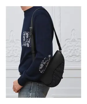 Dior Saddle Bag In Oblique Jacquard And Taurillon Leather