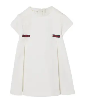 Gucci Pleated Dress With Web Bow Details - White