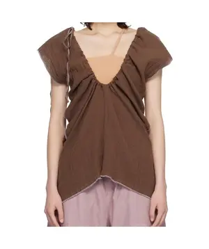 BASERANGE Pleated Top - Brown
