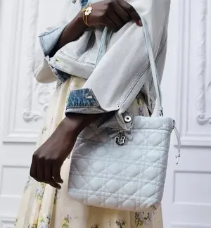Dior Quilted Leather Bucket Bag - Gray