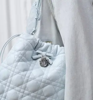 Dior Quilted Leather Bucket Bag - Gray