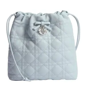 Dior Quilted Leather Bucket Bag - Gray