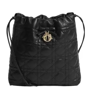 Dior Quilted Lambskin Mini Bucket Bag With D.i.o.r. Charm - Black