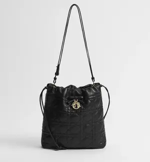 Dior Quilted Lambskin Mini Bucket Bag With D.i.o.r. Charm - Black