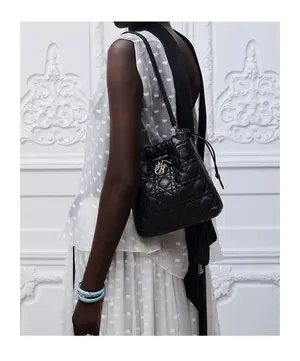 Dior Quilted Lambskin Mini Bucket Bag With D.i.o.r. Charm - Black