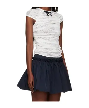 SHUSHU/TONG Lace Gathered Top