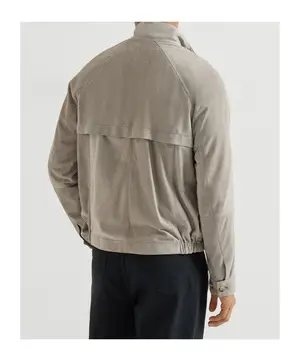 Brunello Cucinelli Suede Zip-up Jacket - Nude