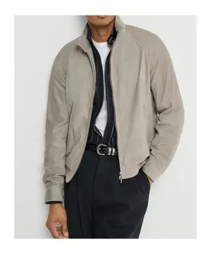 Brunello Cucinelli Suede Zip-up Jacket - Nude