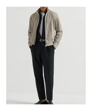 Brunello Cucinelli Suede Zip-up Jacket - Nude