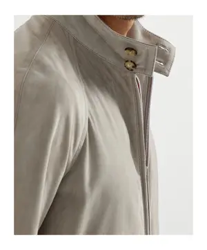 Brunello Cucinelli Suede Zip-up Jacket - Nude