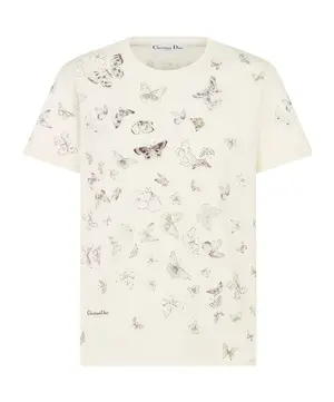 Dior Embroidered Butterfly T-shirt - Beige