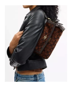 COACH Signature Chenille Flap Shoulder Bag - Truffle