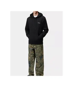 Carhartt Work In Progress Hooded Script Embroidery Hoodie - Black/white
