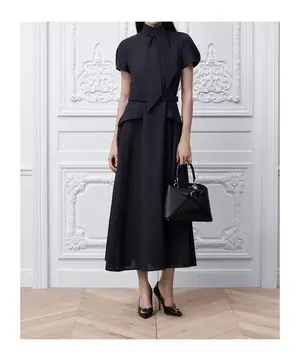 Dior Mid-length Dress With Ascot-effect Tied Collar