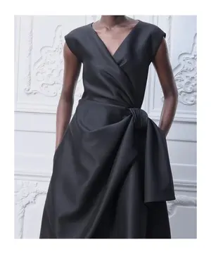 Dior Midi-length Draped Dress With Asymmetrical Bow