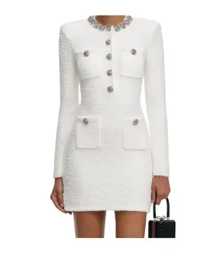 SELF-PORTRAIT Embellished Knit Mini Dress