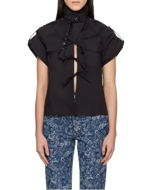 GANNI High Neck Blouse With Adjustable Collar And Sleeves