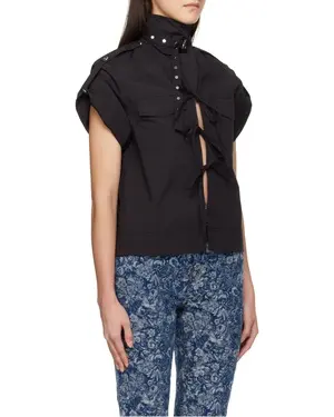 GANNI High Neck Blouse With Adjustable Collar And Sleeves